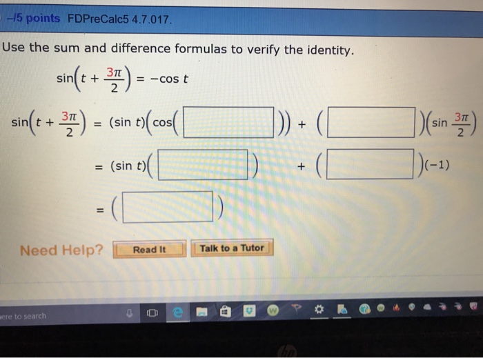 Solved Use the sum and difference formulas to verify the | Chegg.com