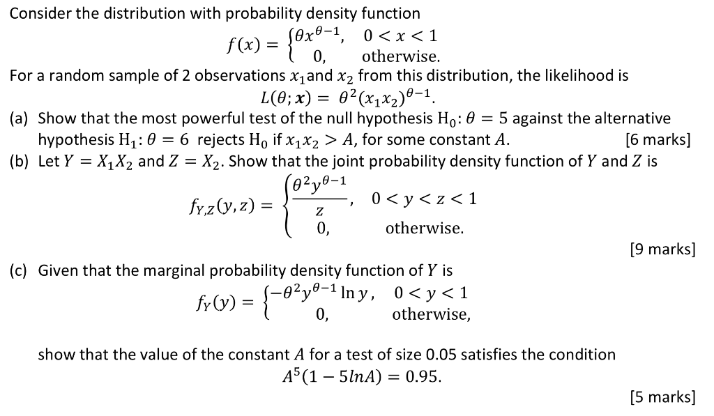 Consider the distribution with probability density | Chegg.com
