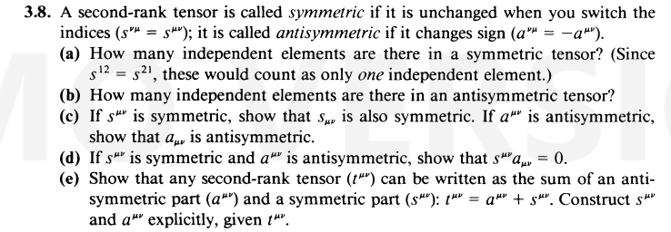 Solved 3.8. ﻿A second-rank tensor is called symmetric if it | Chegg.com