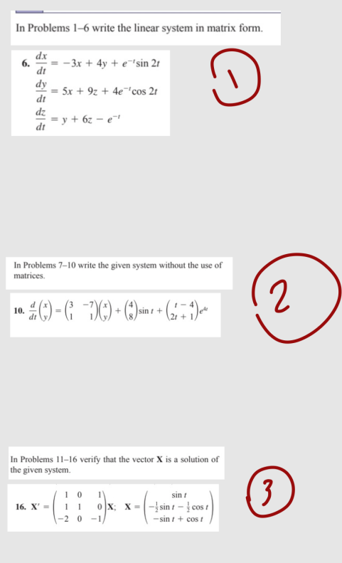 Solved In Problems 1-6 write the linear system in matrix | Chegg.com