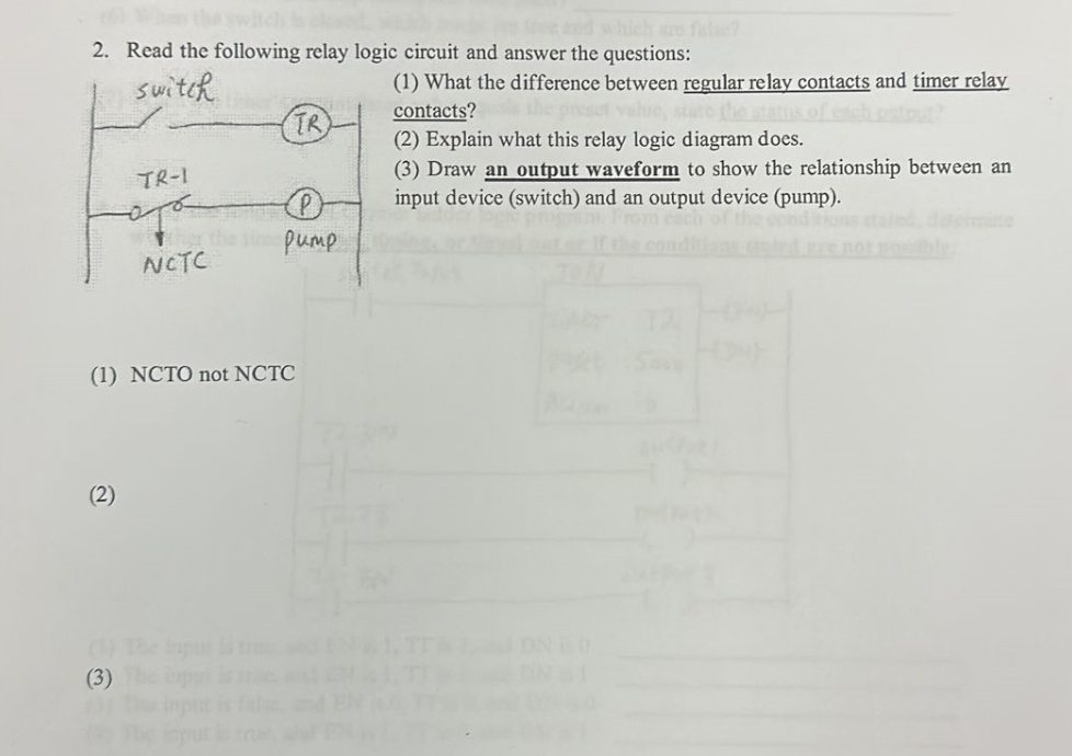 Solved 2. Read the following relay logic circuit and answer | Chegg.com
