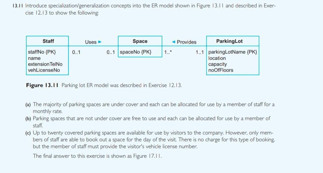 Solved 13.11 Introduce specialization/generalization | Chegg.com