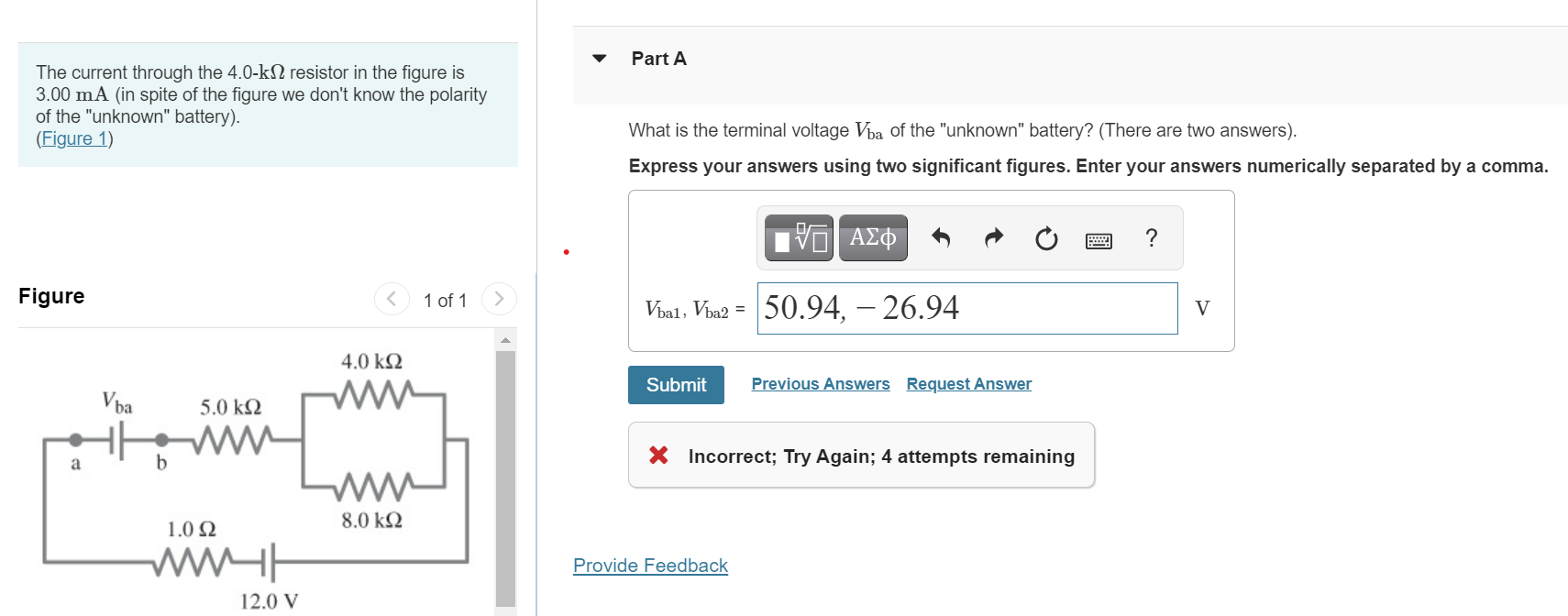 Solved The current through the 4.0-kΩ resistor in the figure | Chegg.com