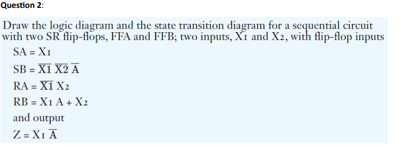 Solved Draw the logic diagram and the state transition | Chegg.com