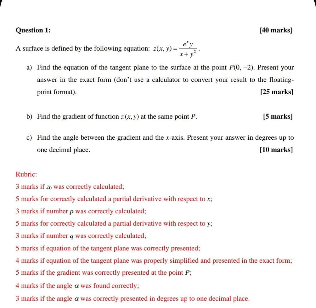Solved A surface is defined by the following equation: | Chegg.com