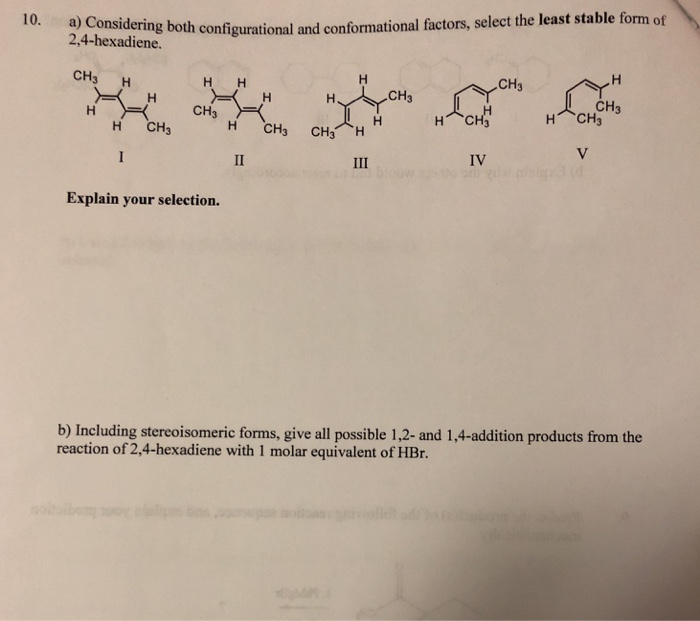 Solved 2.4-hexadiene oth configurational and conformational | Chegg.com