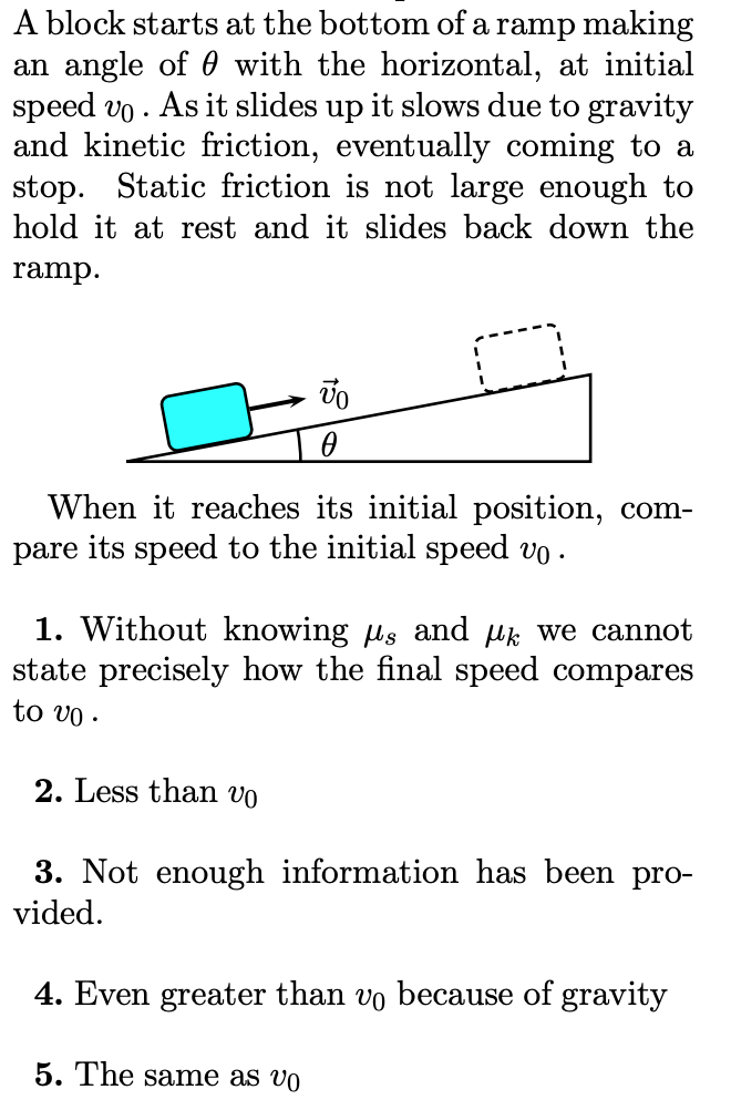 Solved A block starts at the bottom of a ramp making an | Chegg.com