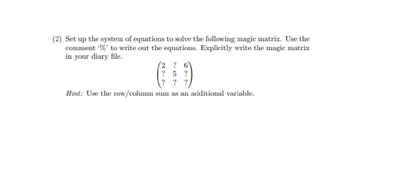 Solved (2) Set up the system of equations to solve the | Chegg.com
