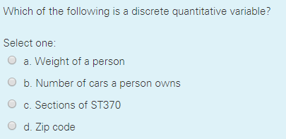 Solved Which of the following is a discrete quantitative | Chegg.com