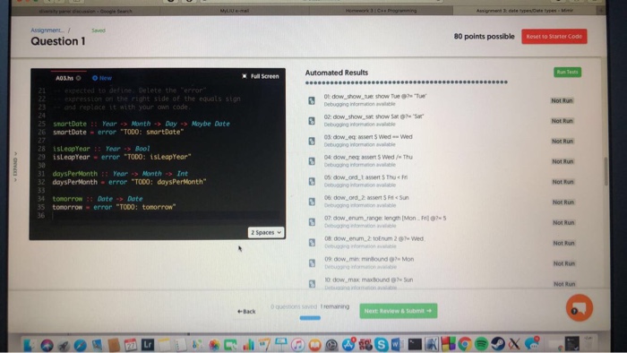 Saved 80 points possible Reset to Starter Code | Chegg.com