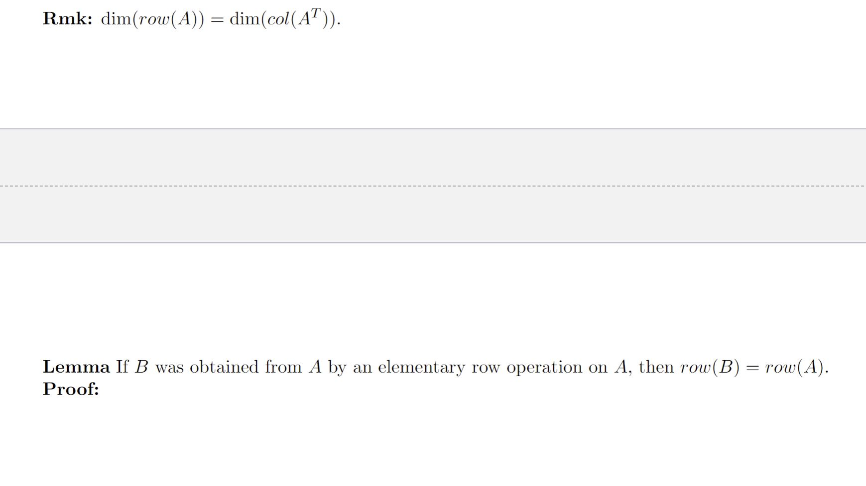 Solved Rmk: dim(row(A)) = dim(col (AT A, then row(B) = | Chegg.com
