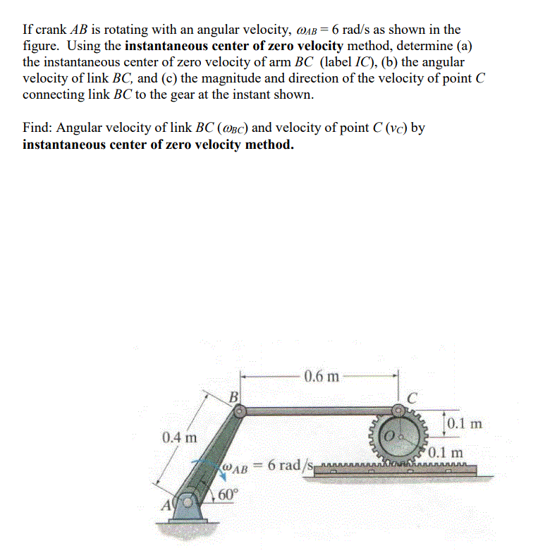 Solved If crank AB is rotating with an angular velocity, | Chegg.com