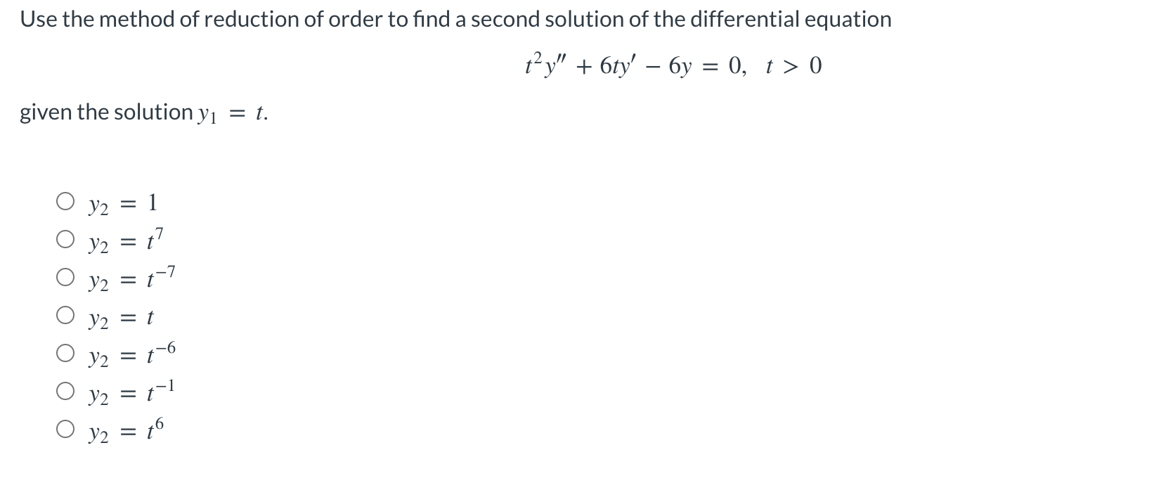 Solved Use the method of reduction of order to find a second | Chegg.com