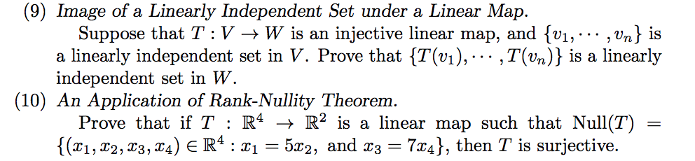 Solved (9) Image of a Linearly Independent Set under a | Chegg.com