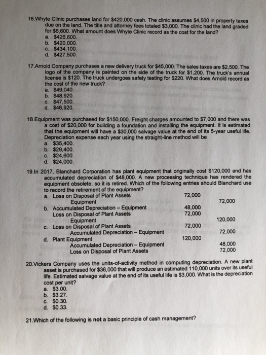 Solved Accounting 201 Test November, 2018 Test 2 Chapters | Chegg.com