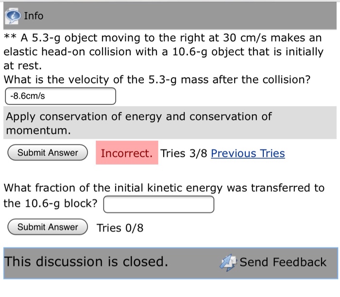 Solved Info ** A 5.3-g object moving to the right at 30 cm/s | Chegg.com
