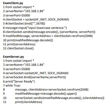 Solved ExamClient.py 1 from socket import 2 | Chegg.com