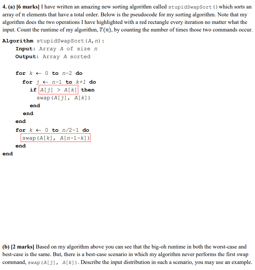 Solved 4. (a) [6 marks] I have written an amazing new | Chegg.com