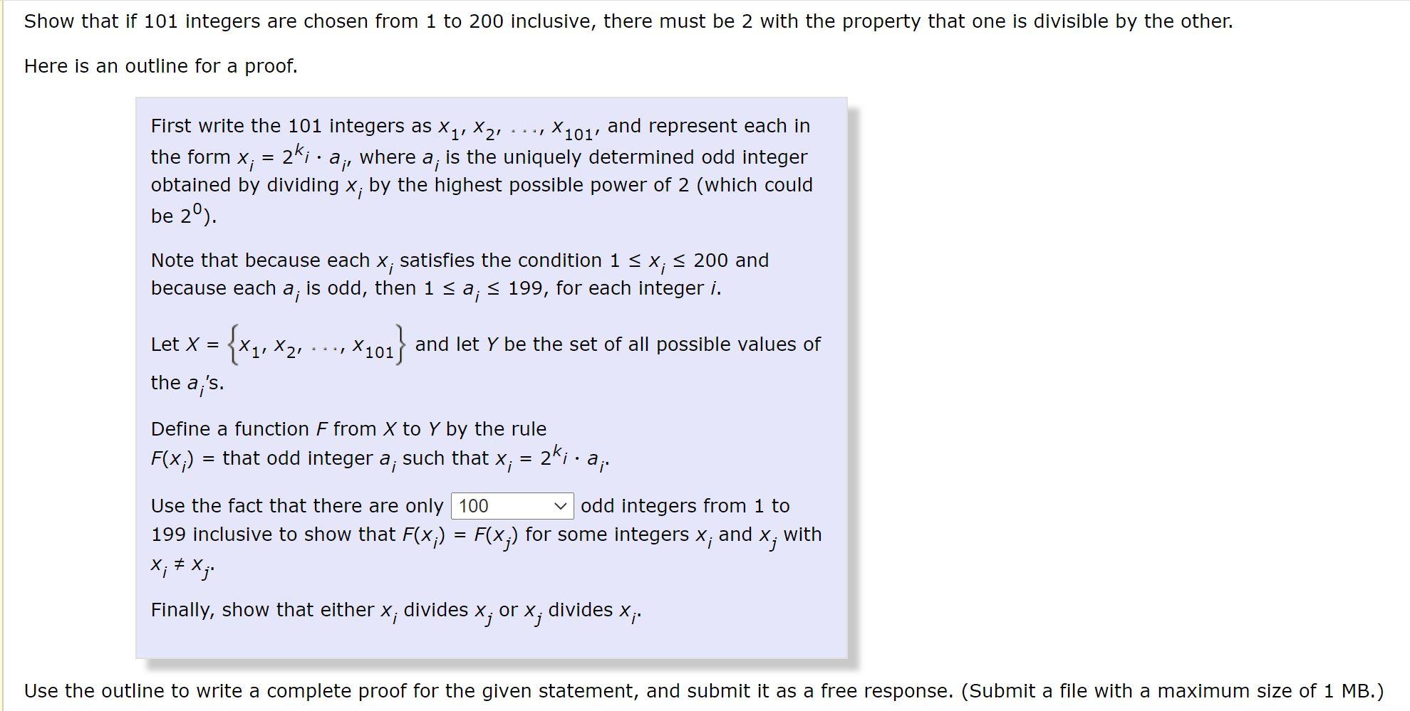 Solved Show that if 101 integers are chosen from 1 to 200 | Chegg.com