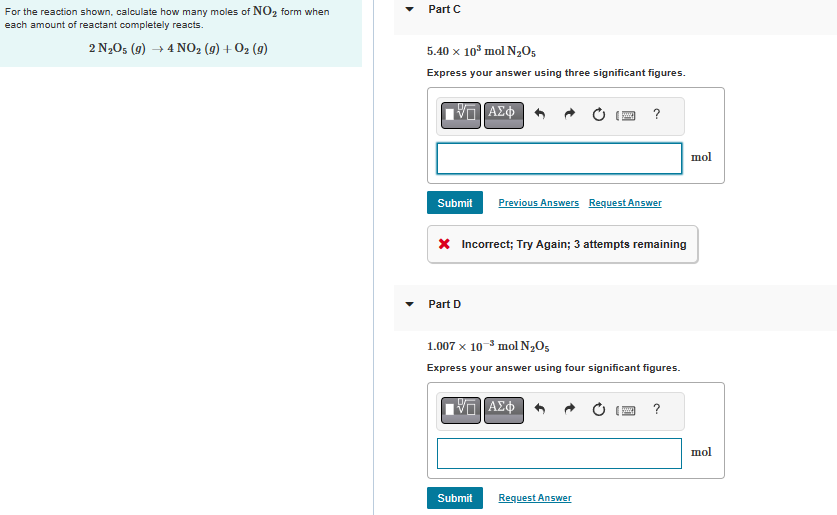 Solved For the reaction shown, calculate how many moles of | Chegg.com