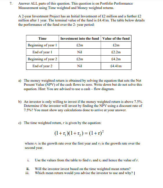 Awnser only 7 c i ii and iii please | Chegg.com
