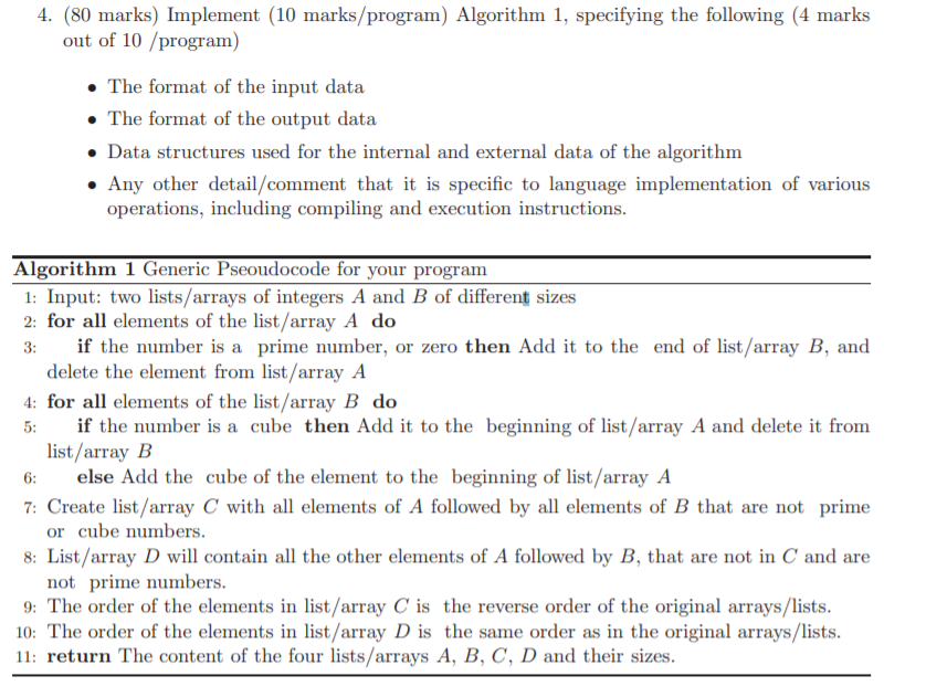 Solved 4. (80 marks) Implement (10 marks/program) Algorithm | Chegg.com Solved 4. (80 marks) Implement (10 marks/program) Algorithm | Chegg.com
