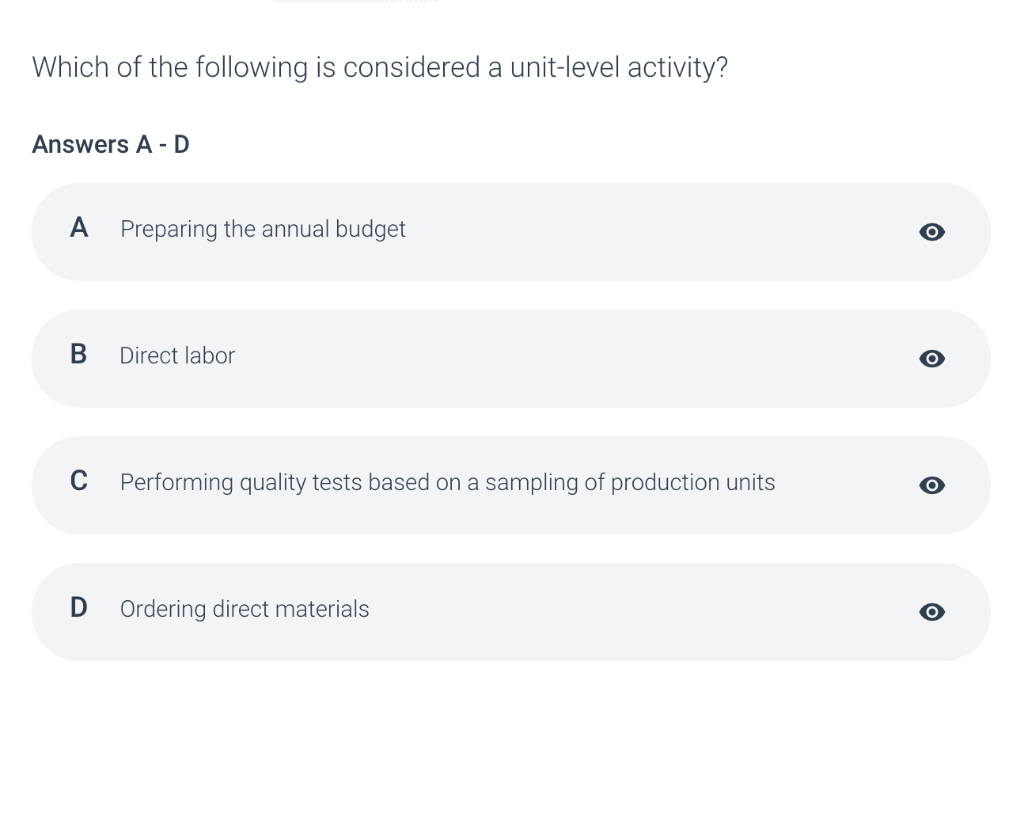 Solved Which of the following is considered a unit-level | Chegg.com