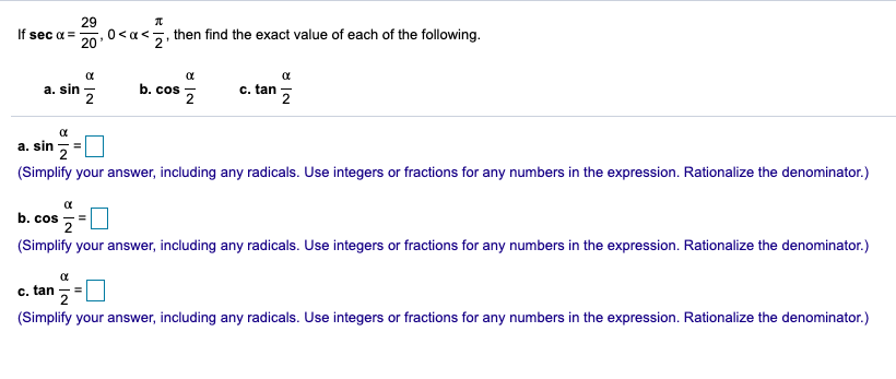 Solved 7T If sec a 29 20 0