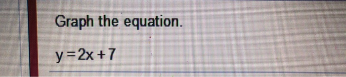 Solved Graph the equation. y 2x +7 | Chegg.com