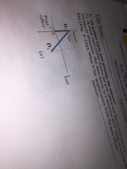 Solved rection 60.0 south of northerly direction. She then | Chegg.com