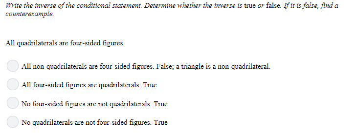 Solved Write the inverse of the conditional statement. | Chegg.com