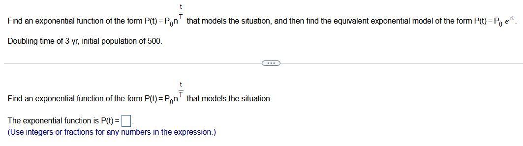 Solved Find an exponential function of the form P(t)=P0n⊤t | Chegg.com