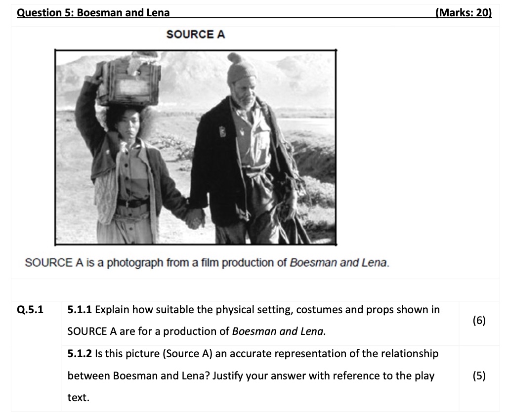 Question 5: Boesman and Lena (M) SOURCE A is a | Chegg.com