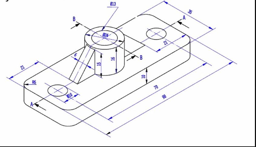 Solved draw the three view ( ﻿front- ﻿left and top) ﻿of the | Chegg.com