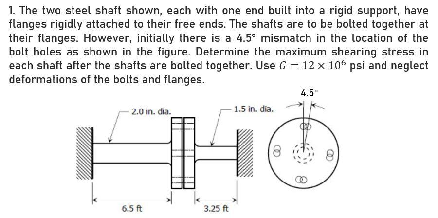 Solved 1. The two steel shaft shown, each with one end built | Chegg.com