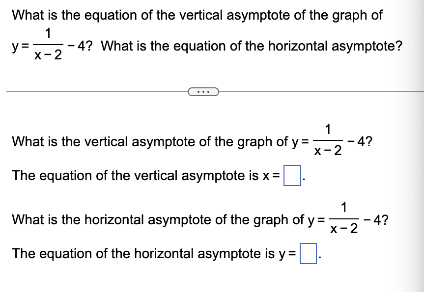 Solved What is the equation of the vertical asymptote of the | Chegg.com