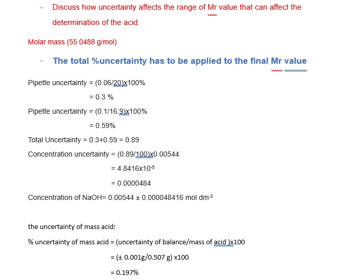 Solved Discuss how uncertainty affects the range of Mr value | Chegg.com