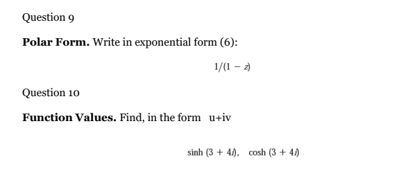 Solved Question 9 Polar Form. Write in exponential form (6): | Chegg.com