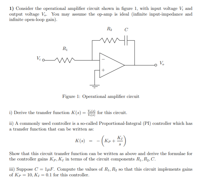 Solved 1) Consider the operational amplifier circuit shown | Chegg.com