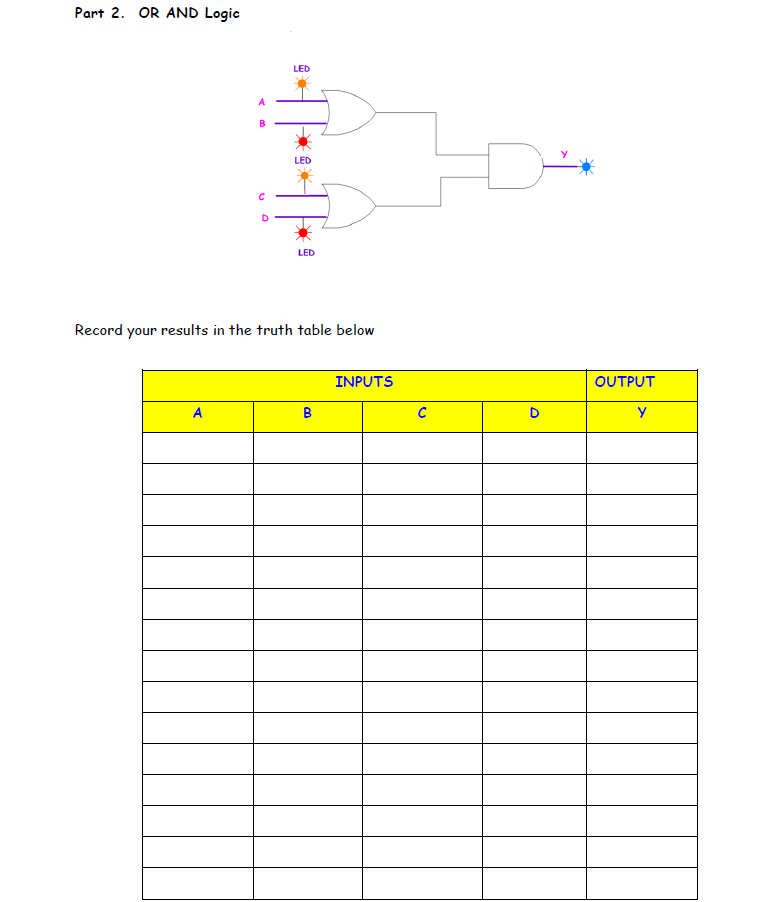 Solved Part 1. Gates and signal LED INPUT_A- SIGNAL_1 | Chegg.com
