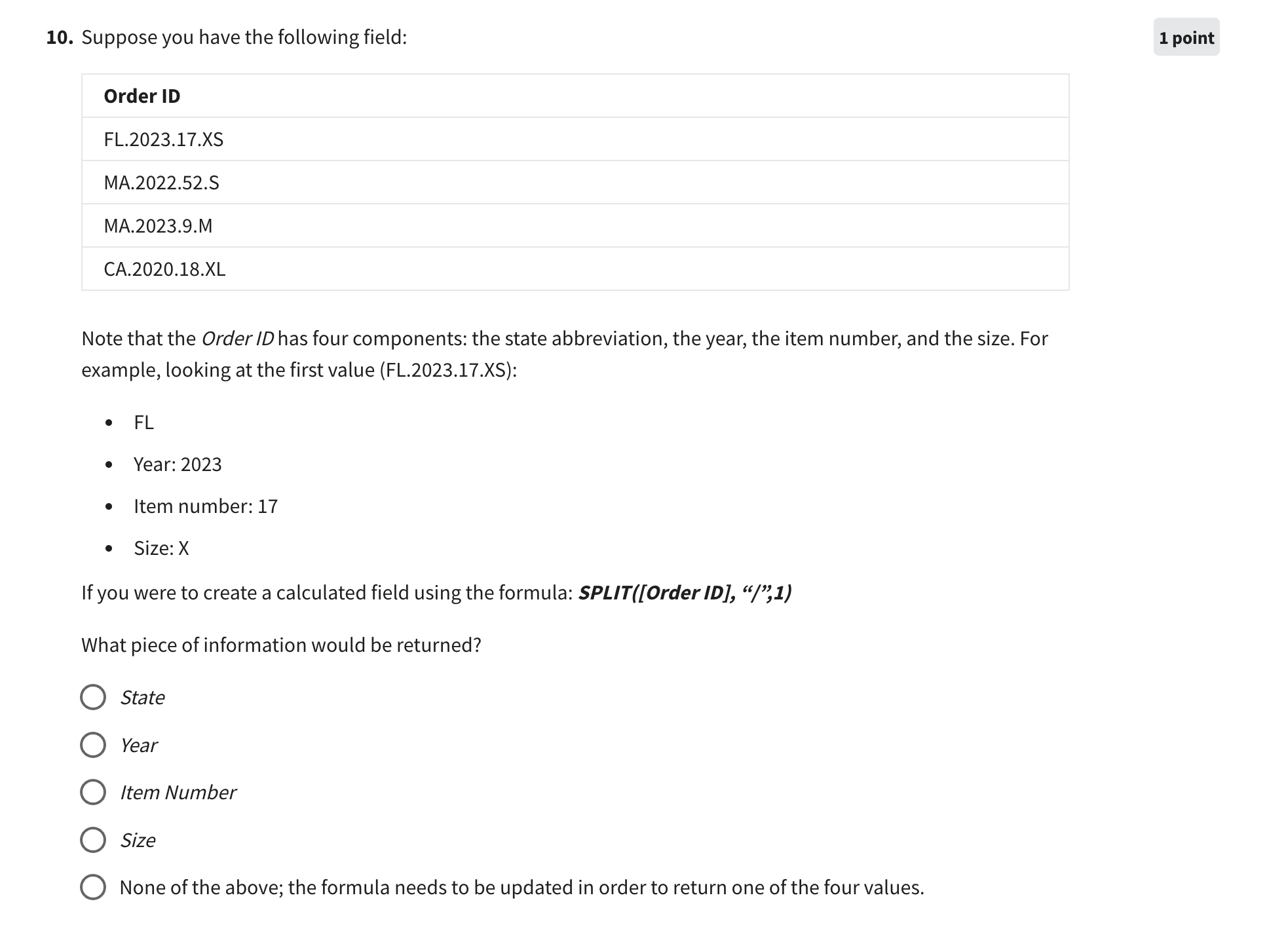 Solved Suppose you have the following field:Order | Chegg.com