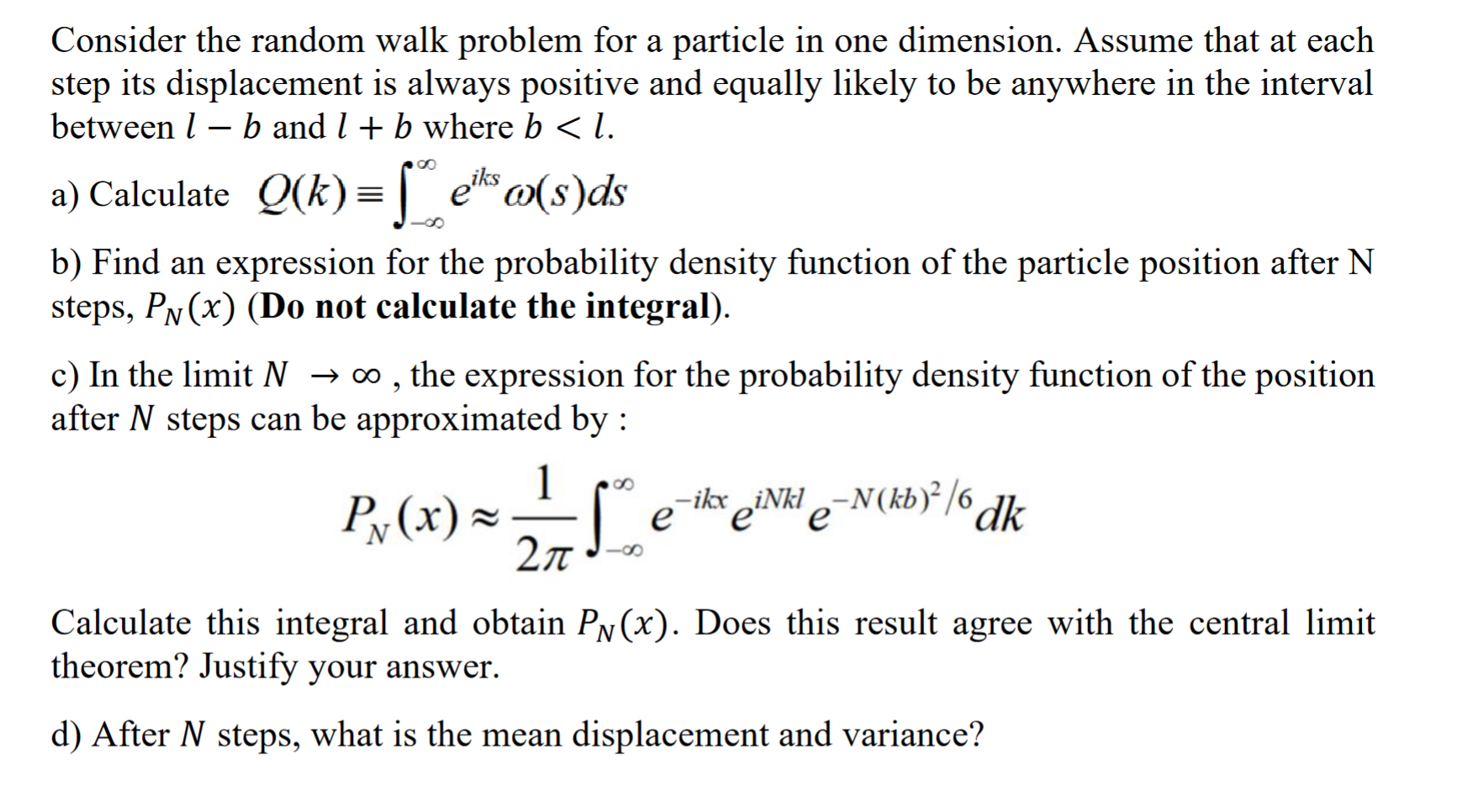 Consider The Random Walk Problem For A Particle In 