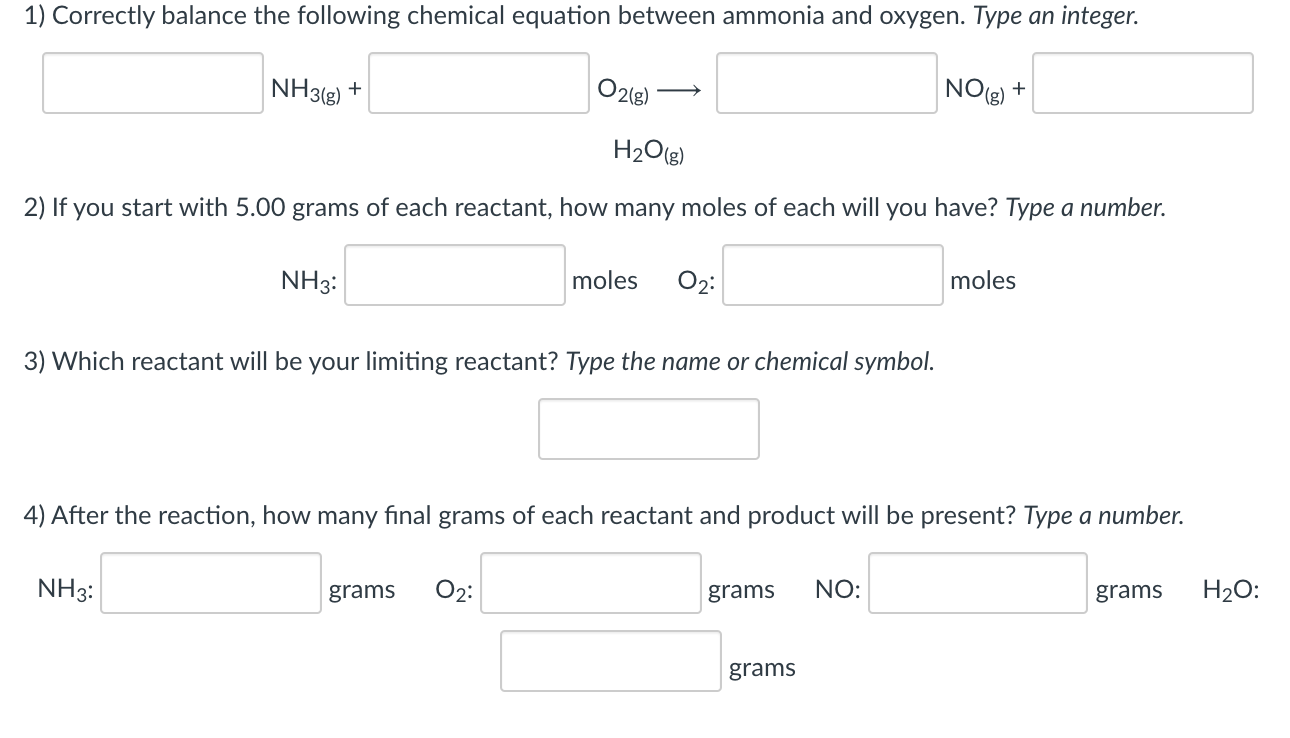 Solved 1) Correctly balance the following chemical equation | Chegg.com