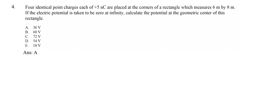 Solved 4. Four identical point charges each of +5nC are | Chegg.com