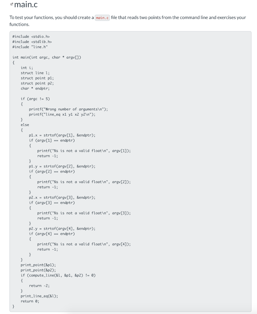 Solved C programming language slope and y intercept of line | Chegg.com
