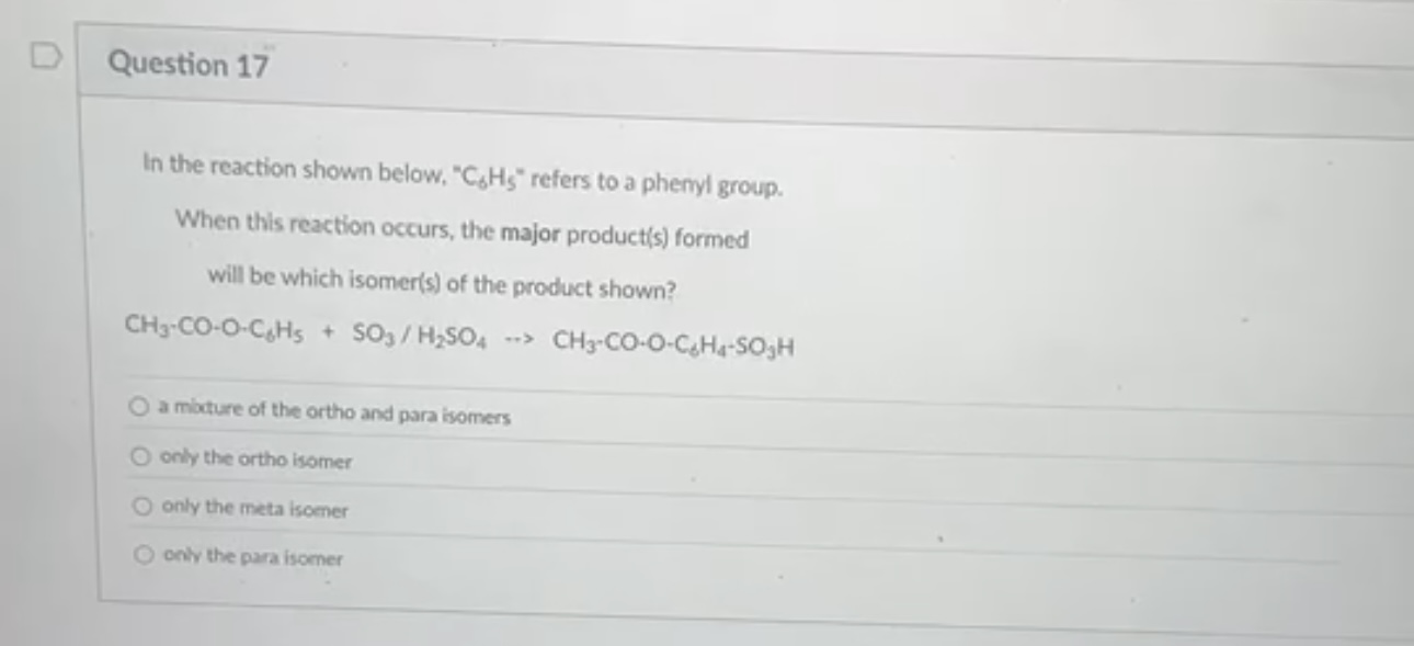 Solved Question 17In ﻿the reaction shown below, " C6H5 " | Chegg.com