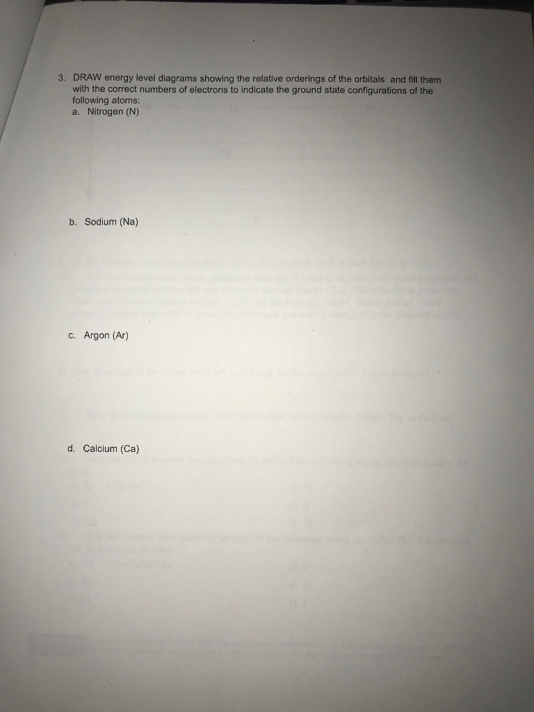Solved 3. DRAW energy level diagrams showing the relative | Chegg.com
