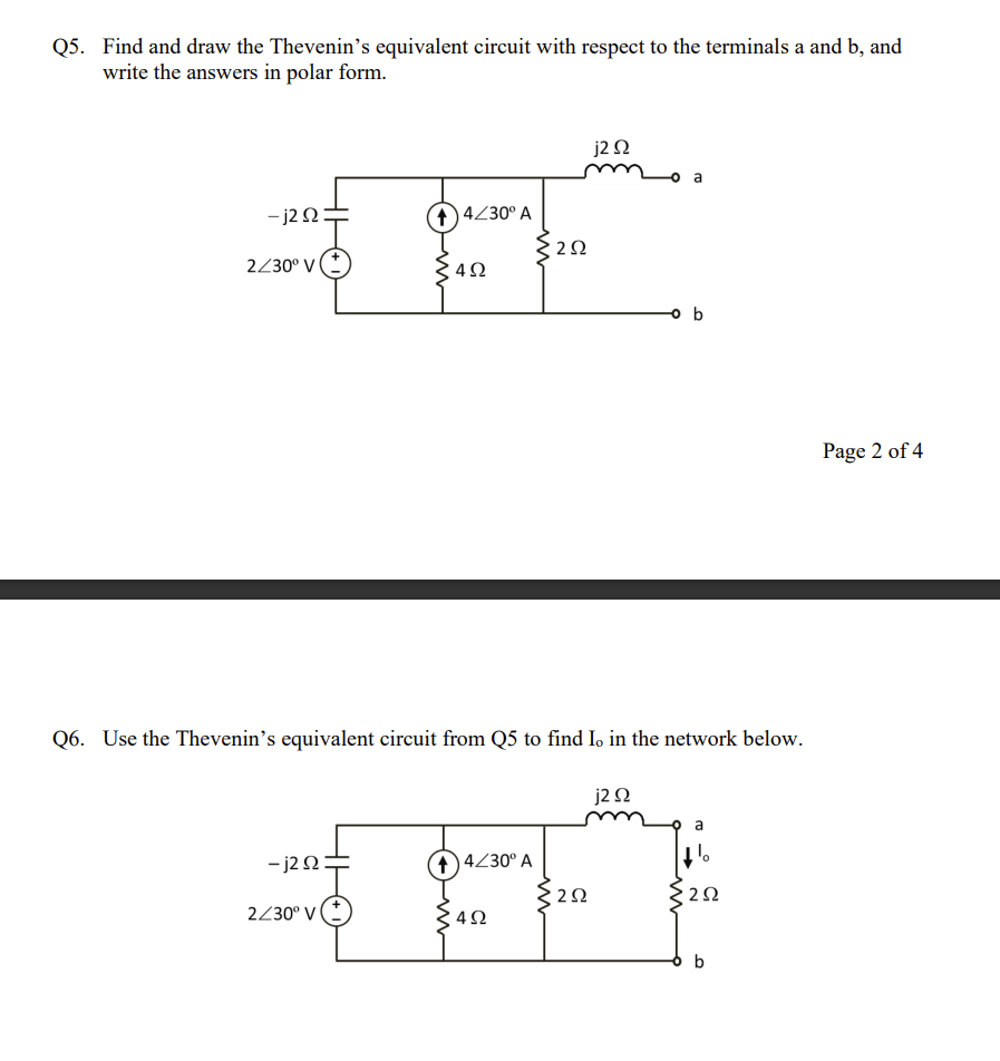 Solved Q5. Find and draw the Thevenin's equivalent circuit | Chegg.com