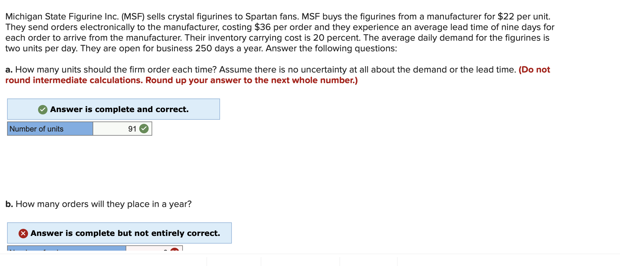 Solved Michigan State Figurine Inc. (MSF) sells crystal | Chegg.com