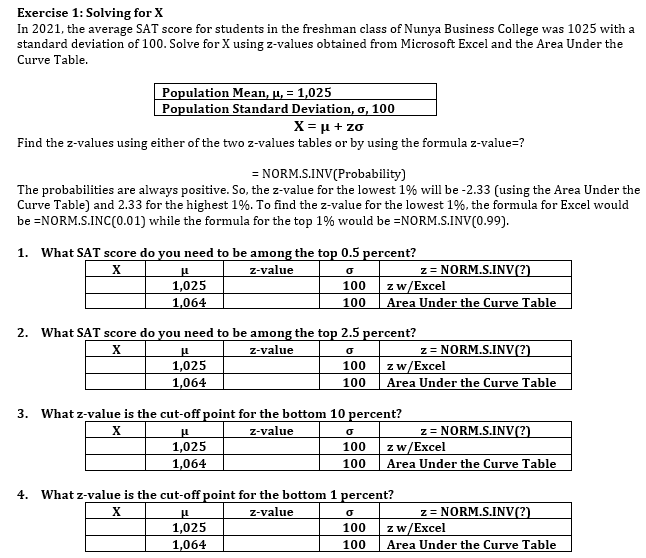 Solved Exercise 1: Solving for X In 2021, the average SAT | Chegg.com